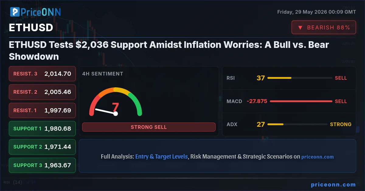 ETHUSD Tests $2,036 Support Amidst Inflation Worries: A | PriceONN