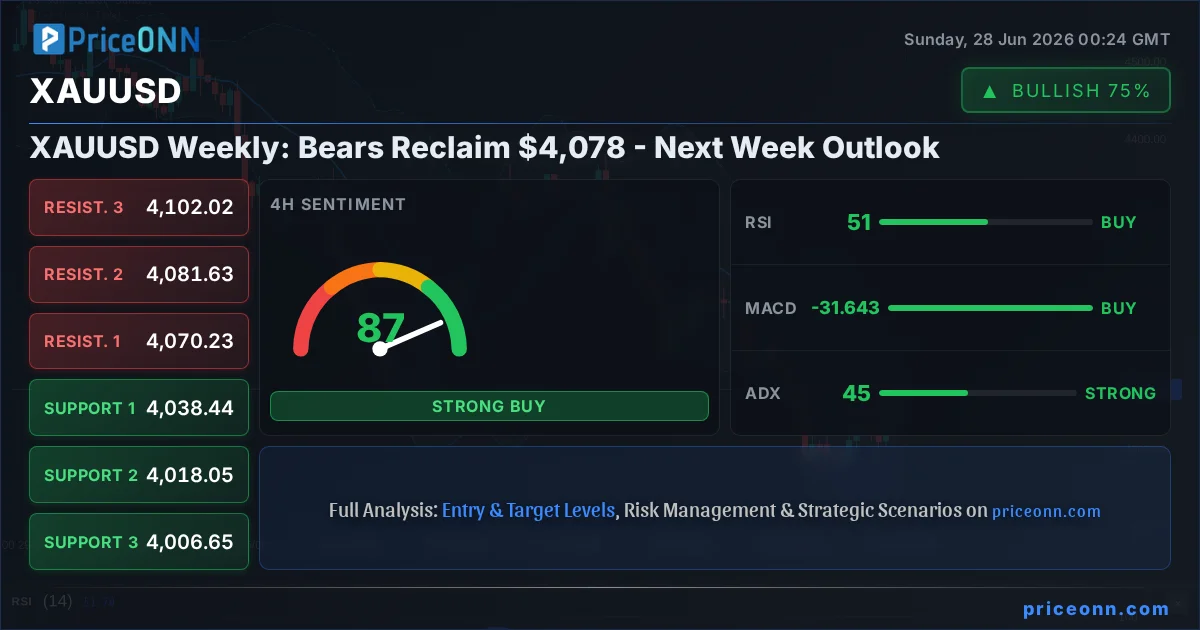 XAUUSD Weekly: Bears Reclaim $4,078 - Next Week Outlook | PriceONN